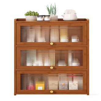 Generic Sideboard, Kaffeebar-Schrank, dreiteiliger Stauraum mit Klappt&uuml;ren, obere Ablage, Schrank for K&uuml;chenbesteck und Snacks, kompakter Stauraum for kleine 