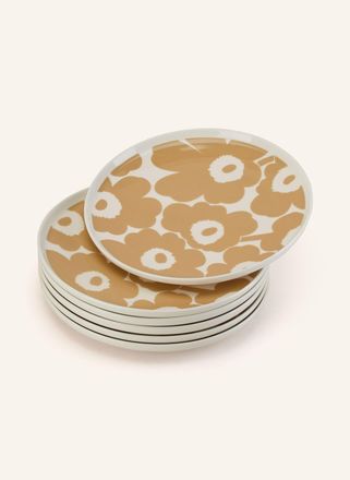 Marimekko 6er-Set Speiseteller Oiva/Unikko beige