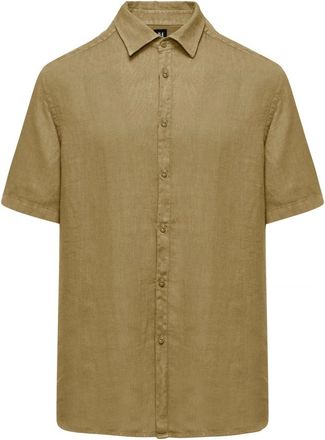 Bomboogie Homme, Chemises, Brun, Taille: S Linen Short Sleeve Shirt
