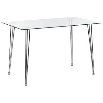 Beliani Table &agrave; Manger Moderne Rectangulaire en Verre Tremp&eacute; 120 x 70 cm Winston