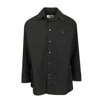 Maison Margiela Lang&auml;rmeliges Baumwollhemd - - Shirts - Herren - Schwarzk - L