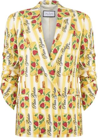 Philipp Plein Femme, Vestes, Jaune, Taille: 36 FR Double-Breasted Duke Blazer