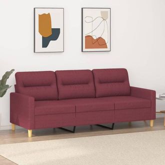 vidaXL Vidaxl - Canap&eacute; &agrave; 3 places Rouge bordeaux 180 cm Tissu