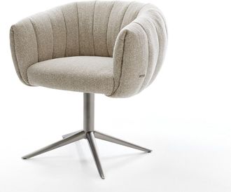 DELIFE Drehstuhl Jada-Flex Webstoff Soft Beige Fu&szlig;kreuz Graphit 360&deg; drehbar Wippfunktion Taschenfederkern, Esszimmerst&uuml;hle