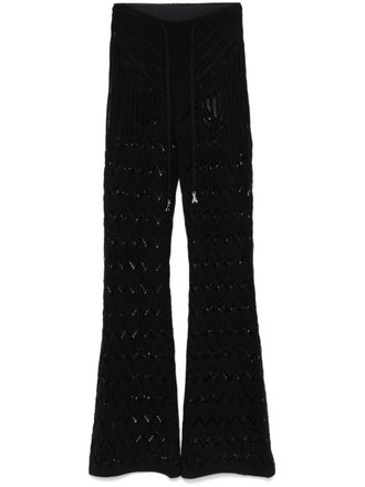 Patrizia Pepe pantalon en maille ajourée - Noir