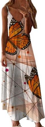 Generic Robes amincissantes pour femme, robe d&eacute;t&eacute; imprim&eacute;e, jupe longue, Rouge, XXL