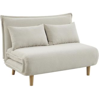 DRAWER Canap&eacute; convertible 2 places en velours c&ocirc;tel&eacute; - Beige - Nella