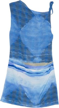 Sir. robe courte Isla &agrave; imprim&eacute; vagues - Bleu