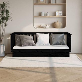vidaXL Lit de jour Noir 75x190 cm Bois de pin massif