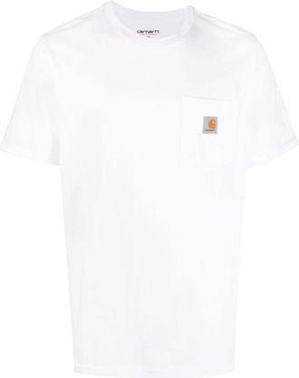 Carhartt Work in Progress Wei&szlig;e T-Shirts und Polos mit Tasche - - Tops - Herren - Wei&szlig; - XL