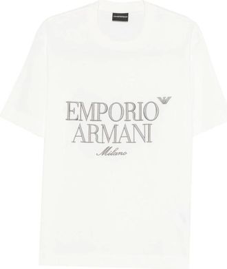 Emporio Armani Homme, Tops, Blanc, Taille: XL T-shirt ras du cou avec logo signature