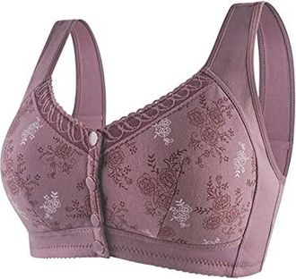 Generic Soutien-gorge 2026 pour femme sans anneau en acier - Fermeture avant et arri&egrave;re - Grande taille - Sans couture - Sans doublure - Grande poitrine, gris