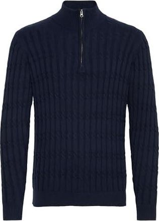 Indicode IDPaulo Homme Pull Troyer Pull en Maille &eacute;paisse avec col Troyer 100% Coton Regular Fit, Taille:XL, Couleur:Navy (400)