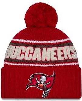 New Era Tampa Bay Buccaneers NFL 2024 Sideline Sport Knit Rouge Bonnet à Pompon