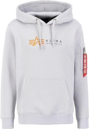 Alpha Industries Kapuzensweatshirt ALPHA INDUSTRIES Alpha Label Hoody, Herren, Gr. XXL, grau (pastel grau), angeraute Sweatware, Obermaterial: 100% Baumwolle, bedruckt