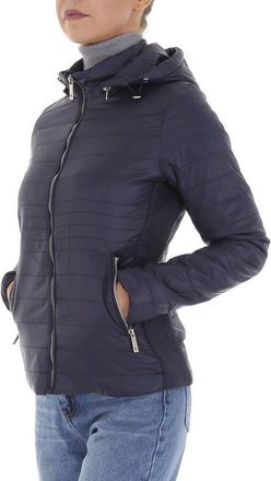 Ital-Design Steppjacke Damen Freizeit (87256361) Kapuze (abnehmbar) Leicht gef&uuml;ttert &Uuml;bergangsjack in Dunkelblau