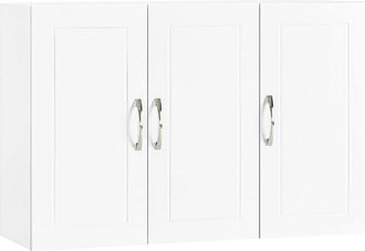 SoBuy Sobuy - Armoire murale de salle de bain FRG231LW - Meuble haut avec 3 portes - Dimensions 90x30x60 cm - MDF blanc pour rangement esth&eacute;tique