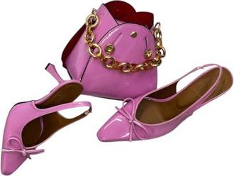 Generic Chaussures à bride arrière pour femme avec ensemble sac à main assorti, rose, 39 EU