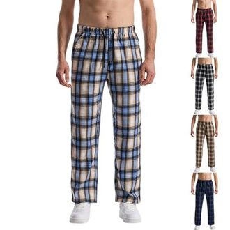 Generic Pantalon de pyjama à carreaux pour homme - Pantalon tissé à jambes larges - Pantalon rétro classique - Coupe ample - Pantalon décontracté à porter au 