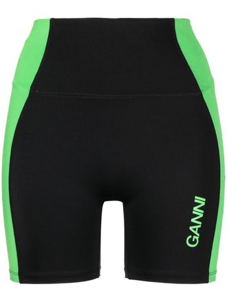 Ganni short de cyclisme Active &agrave; taille haute - Noir