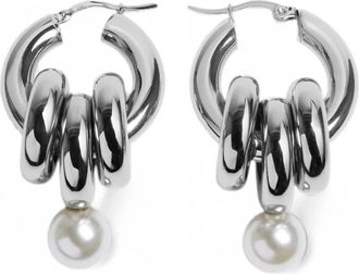 Simone Rocha Boucles doreilles cr&eacute;oles &agrave; maillons superpos&eacute;s et perles - Femme - Accessoires - Blanc - Taille: ONE Size