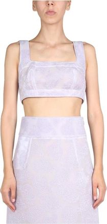 Jil Sander Femme, Blouses et Chemises, Violet, Taille: 38 FR Top Brod&eacute;