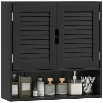 HOMCOM Badezimmerschrank, Wandschrank mit verstellbaren Einlegeb&ouml;den und Soft-Close-T&uuml;r, Toilettenschrank f&uuml;r Badezimmer, Wohnzimmer, 60 x 20 x 60 cm, schwar
