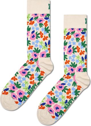 Happy Socks Flower Baumwolle Socken Damen Herren Wei&szlig; 41-46