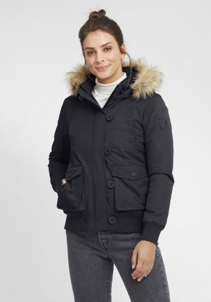 Oxmo Winterjacke OXAcila Wattierte Winterjacke mit Kapuze und abnehmbarem Kunstfellkragen