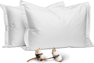 Pizuna 400 Fadenzahl Baumwolle Oxford Kissenbezug 50 X 75 Wei&szlig;, 2-teilig 100% langstapelige Baumwolle weiche Mako-Satin weben luxuri&ouml;s Nur Kissenbezug mit 5c