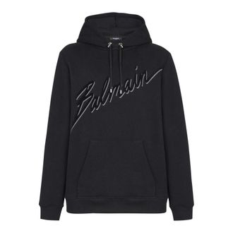 Balmain Flocked Letter Hoodie - - Sweatshirts & Hoodies - Herren - Schwarzk - S