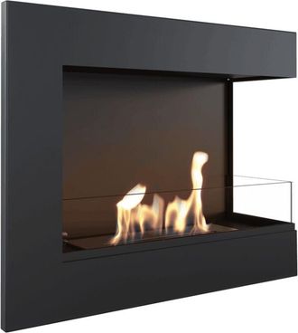 Kratki Kratki - Bioethanolkamin delta 600 rechts schwarz mit Verglasung Wandkamin Biokamin