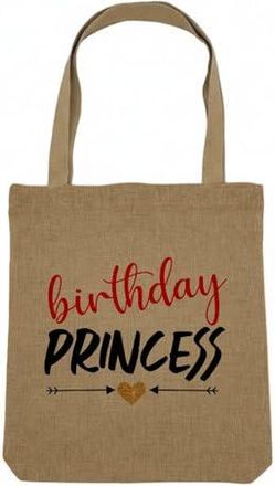 Fabulous Sac Shopping Tote Bag Aspect Lin - Birthday Princess Anniversaire Calligraphie Message - Sac de Courses Toile Epaisse 360g Beige Naturel Cabas Port&eacute; E