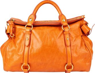 Miu Miu Crossbody Bags - Miu Miu Orange Vitello Lux Satchel City Handbag - Gr. unisize - in Orange - f&uuml;r Damen