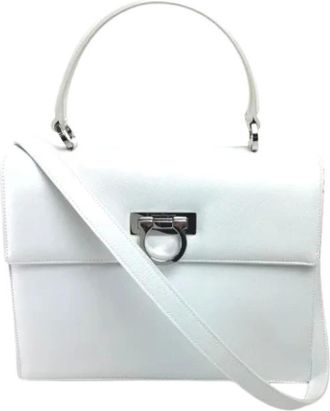 Ferragamo Sac Gancini doccasion - Femme - Pre-owned - Blanc - Taille: ONE Size