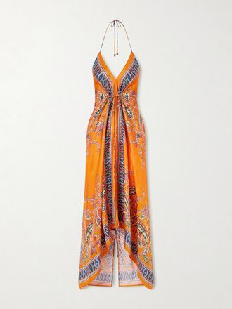 Etro R&uuml;ckenfreies Neckholder-kleid Aus Seiden-twill - Orange