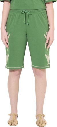 Ulla Popken Damen gro&szlig;e Gr&ouml;&szlig;en &Uuml;bergr&ouml;&szlig;en Plus Size Jersey Shorts with Palms Embroidery