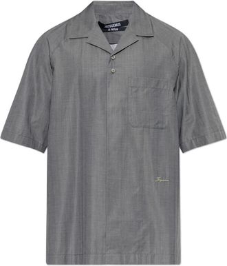 Jacquemus Homme, Chemises, Gris, Taille: 2XL Herringbone Pattern Shirt