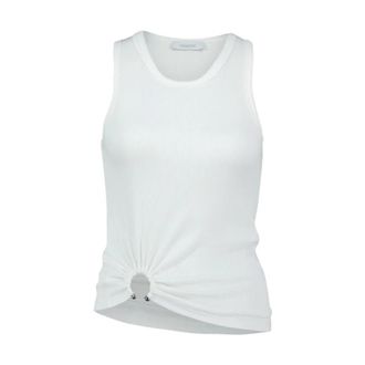 Paco Rabanne Geripptes Strick-Tanktop mit Ringdetail - - Tops - Damen - Wei&szlig; - 3XS