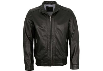 Bugatti Lederjacke Samson Bugatti - Herren Lederjacke Blouson Lammnappa schwarz