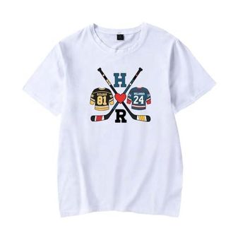 Generic HeatRivalry Hollander Rozanov T-shirt unisexe d&eacute;contract&eacute; col rond &agrave; manches courtes, blanc, S