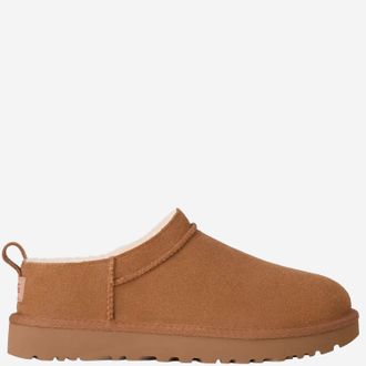 UGG Womens Mules Micro Suede Brown Leather