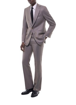 Fursac Costume ajust&eacute; en laine &agrave; chevrons - Taille 44 - Homme