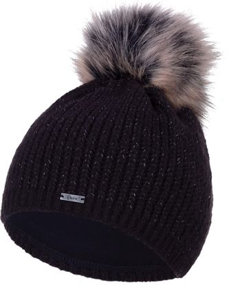 Faera M&uuml;tze Damen Glantzgarn Bommelm&uuml;tze Winterm&uuml;tze Leichter Glitzer gef&uuml;ttert Winter Futter Beanie M&auml;dchen 77, Farbe:Schwarz