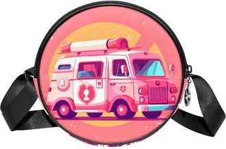 Generic Ambulance Petit sac &agrave; bandouli&egrave;re circulaire pour femme avec fermeture &eacute;clair et bretelles r&eacute;glables Style d&eacute;contract&eacute;
