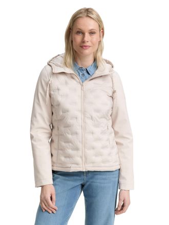 Tom Tailor Damen 1046596 Hybrid Steppjacke mit Kapuze, 27609-Cold Beige, XXL