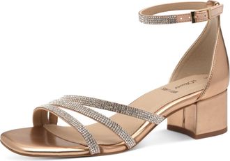 s.Oliver Damen Sandalen mit Absatz mit verstellbarem Riemchen Kleiner Absatz, Gold (Gold), 39 EU