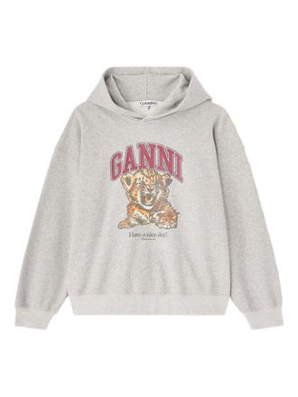 Ganni hoodie &agrave; imprim&eacute; graphique - Gris