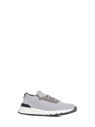 Brunello Cucinelli Mens Sneakers Grey Cotton Trainers