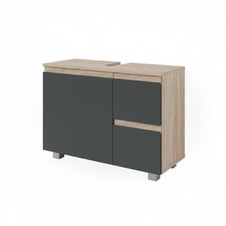 Vicco Waschbeckenunterschrank Anthrazit J-Shape 80x61x33 cm - Unterschrank f&uuml;r das Badezimmer, Zus&auml;tzlicher Stauraum direkt unter dem Waschbecken